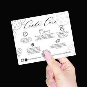 Printable Cookie Care Card Template: Bakery Package Insert (digital ...