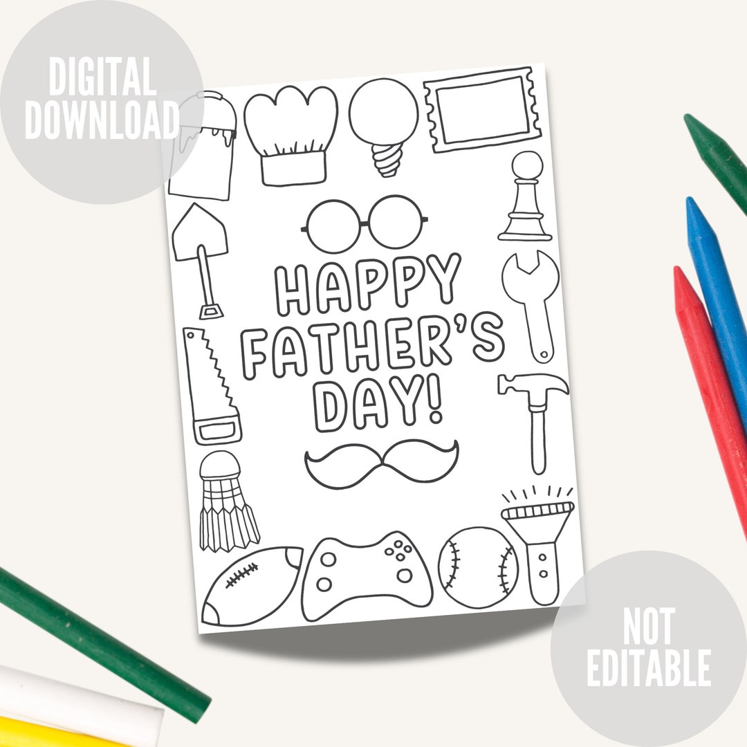 Father's Day Coloring Card, Gift for Dad, Instant Download - Etsy