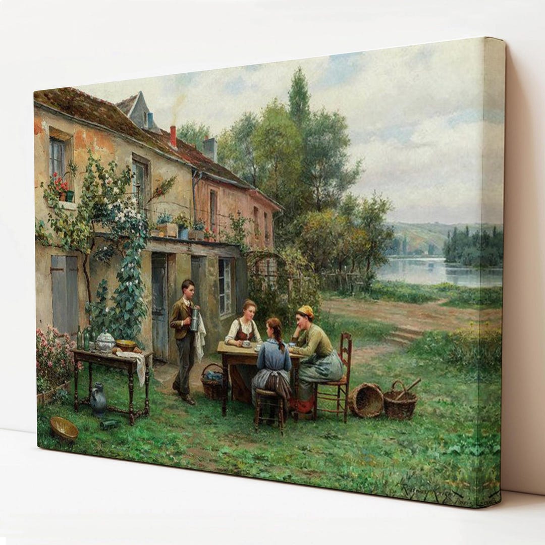 Coffee Enjoyment İn the Garden 19th Century Art, Canvas Room Decor ...