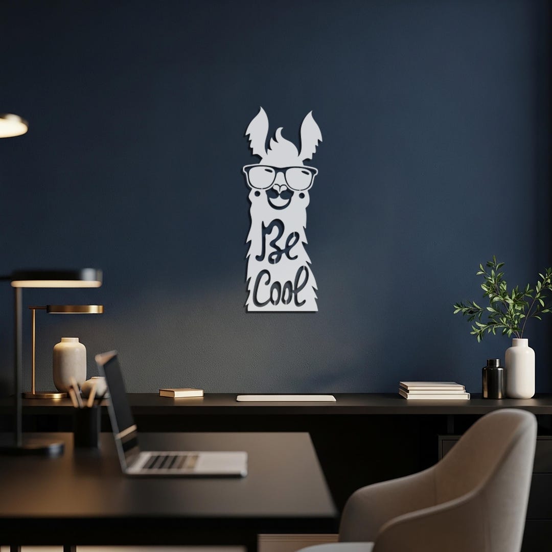 Be Cool Llama Wall Art, Hipster Metal Sign, Animal Decor Accent, Modern ...