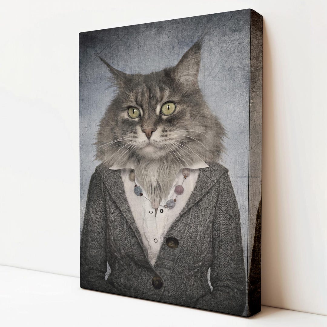 Cat-headed Human Canvas Painting, Classic Canvas Art, Large Wall ...