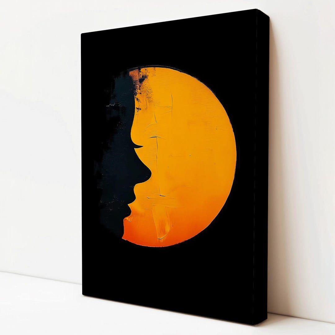 Sun and Woman Silhouette Canvas Painting, Modern Canvas Wall Decor ...