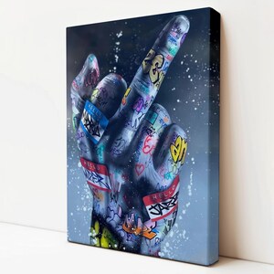 Hand Gesture Hip Hop Poster, Middle Finger Movement Street Art, Canvas ...
