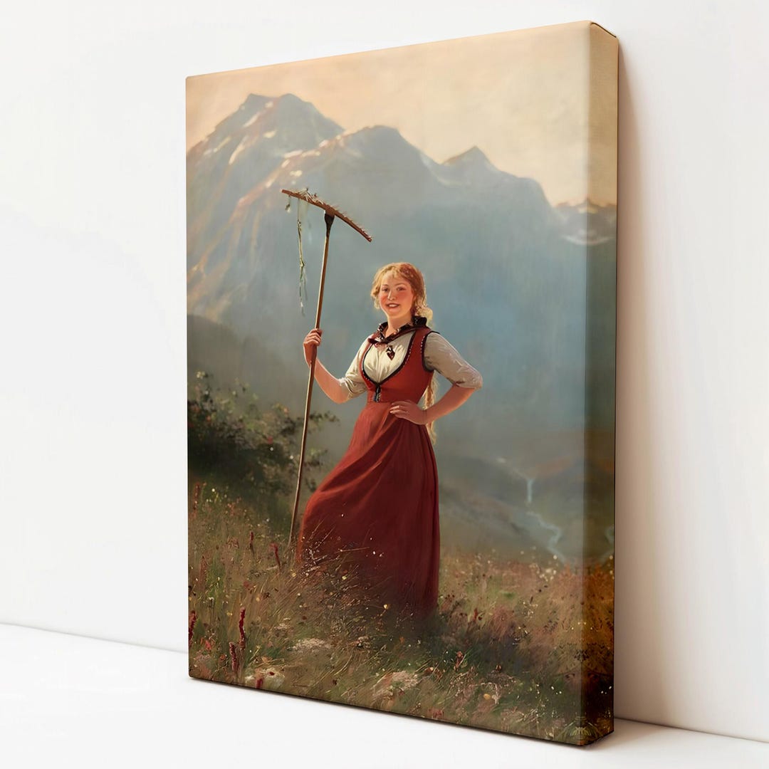 German Peasant Girl Decorative Wall Art, Large Wall Hanging, Canvas ...