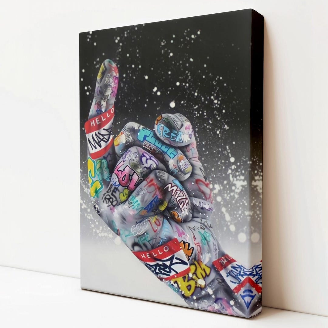 Graffiti Middle Finger Print, Profane Hand Gesture, Hip Hop Canvas ...