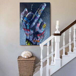 Hand Gesture Hip Hop Poster, Middle Finger Movement Street Art, Canvas ...