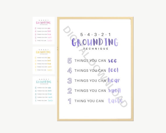 GROUNDING TECHNIQUE PRINTABLE 5 Senses Mindfulness Skills - Etsy