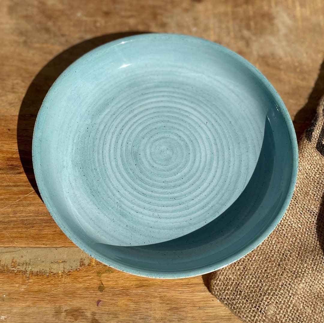 Blue Ceramic Pasta Bowl: Turquoise Speckled Pottery Serving Dish - Etsy