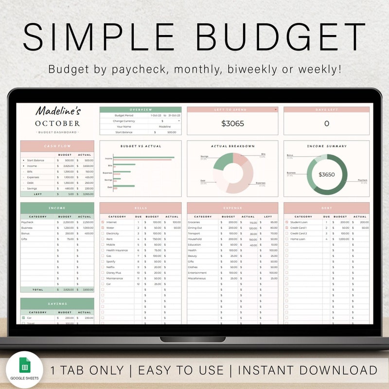 Sheet Template Finance - Etsy