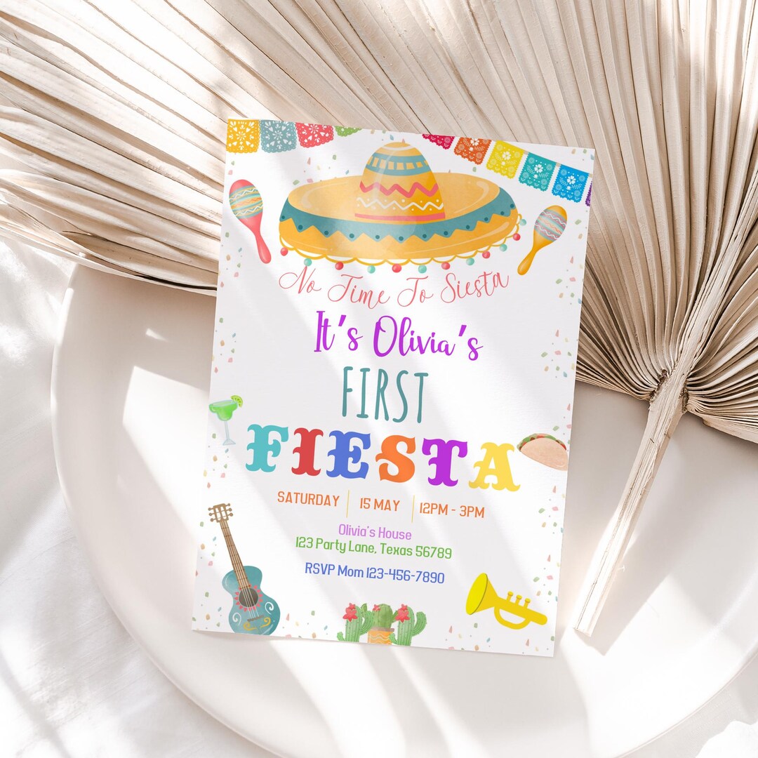First Fiesta Birthday Invitation 1st Fiesta Invite Mexican Theme 1st ...