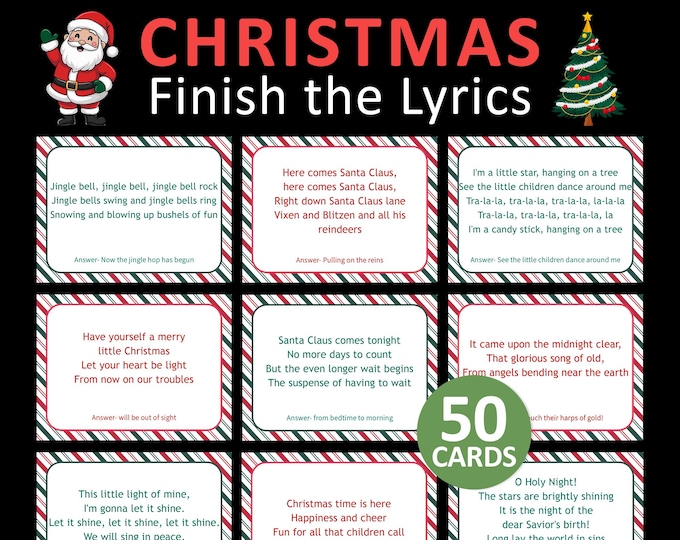 Christmas Carol Finish the Lyrics Game Christmas Games PRINTABLE ...