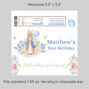Peter Rabbit Chocolate Label Bunny Candy Bar Wrapper 1st Birthday Cover ...