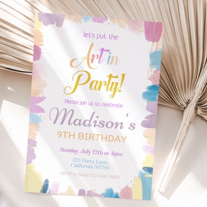 Art Birthday Party Invitation Painting Party Invite Canvas Craft Party ...