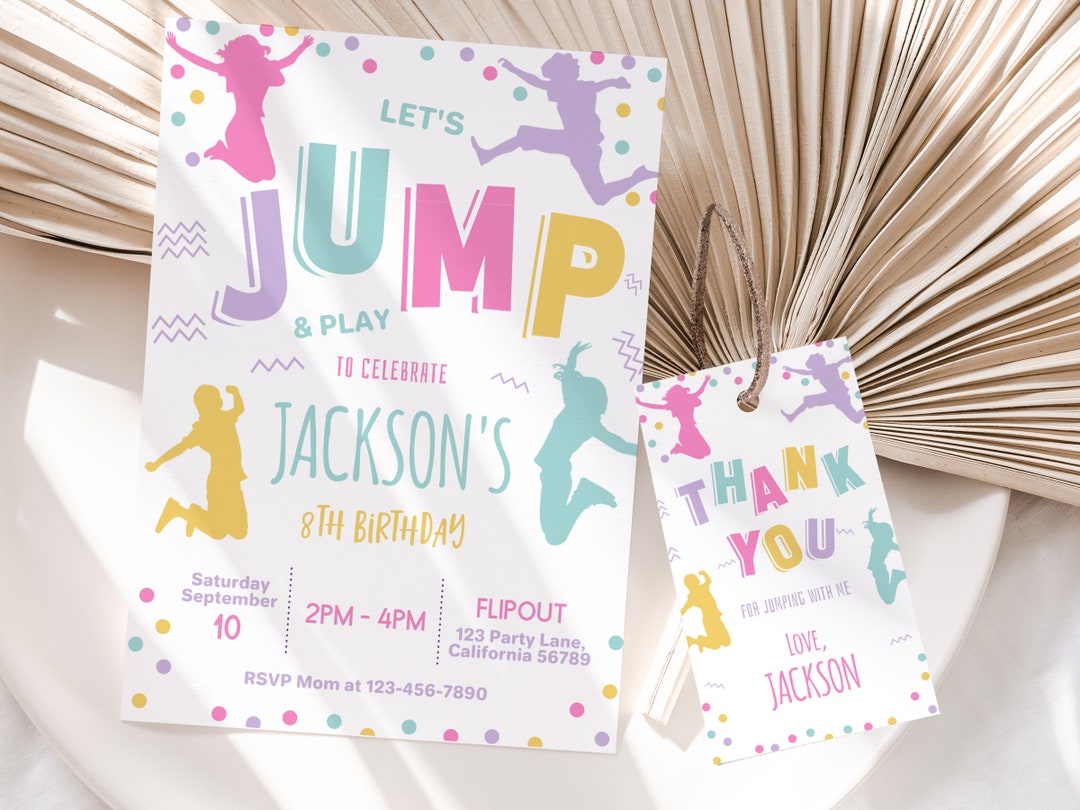 Trampoline Park Birthday Invitation Jump Party Invitation Jumping ...