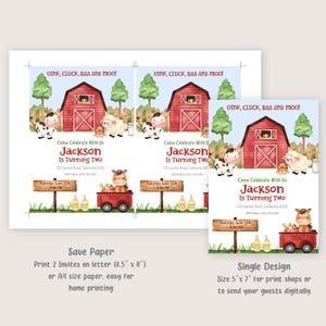 Editable Barn Animals Birthday Invitation Barnyard Animals Birthday ...