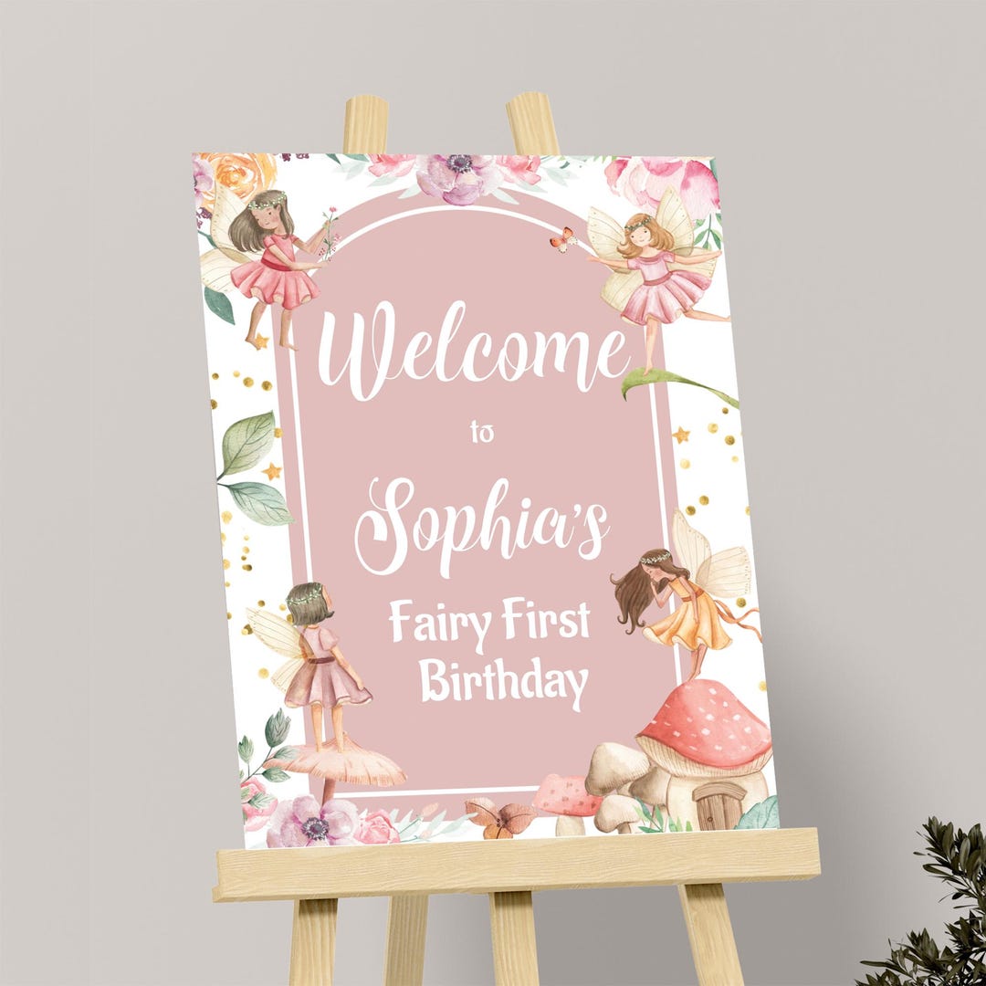Fairy First Welcome Sign My Fairy First Birthday Sign Fairy Welcome ...