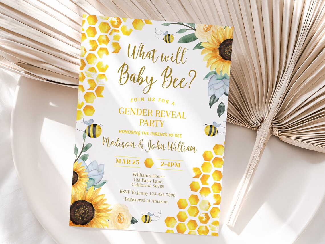 What Will Baby Bee Gender Reveal Party Baby Bee Gender - Etsy