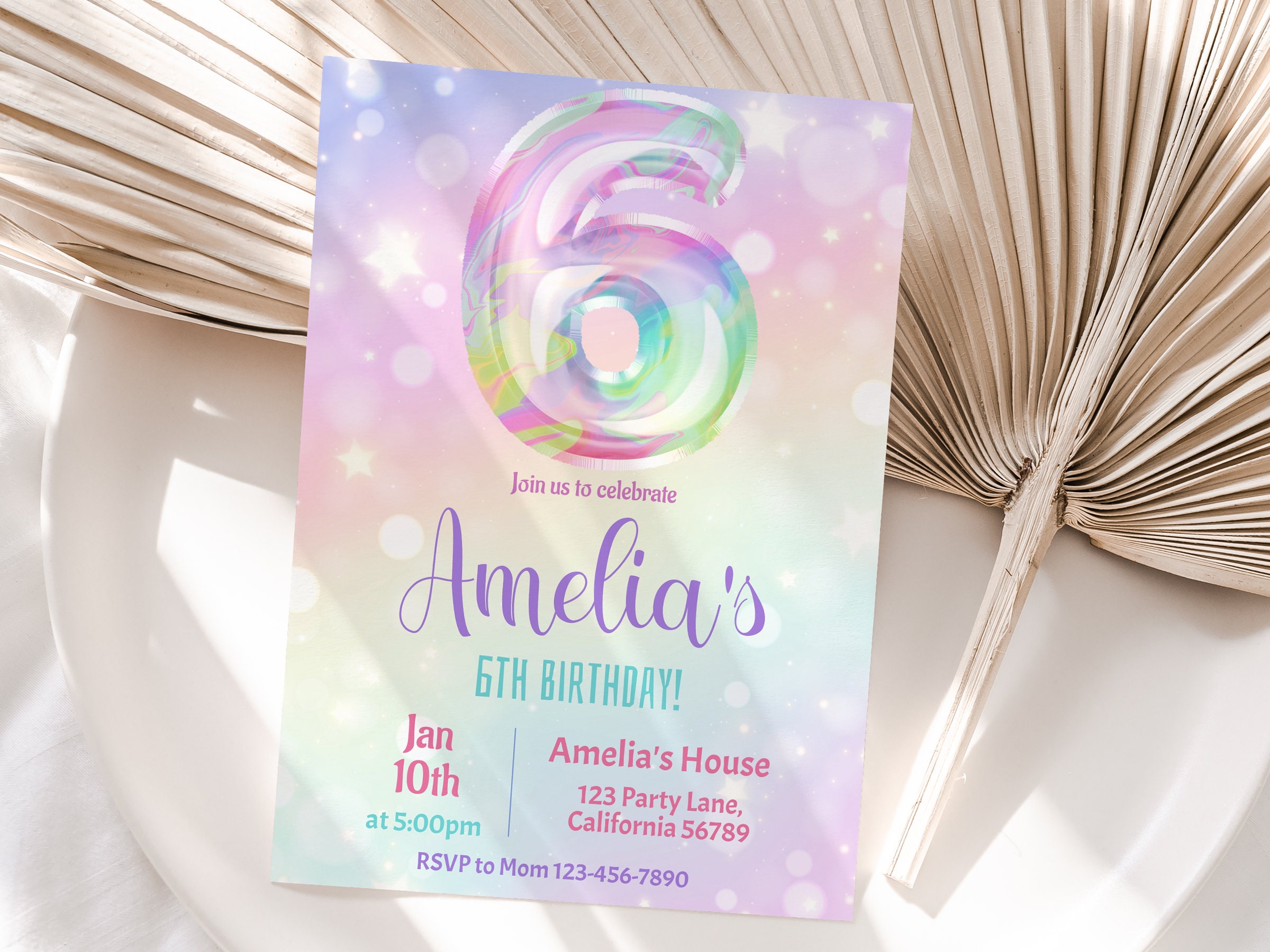 6th Birthday Invitation Girl 6th Birthday Party Invite Rainbow - Etsy