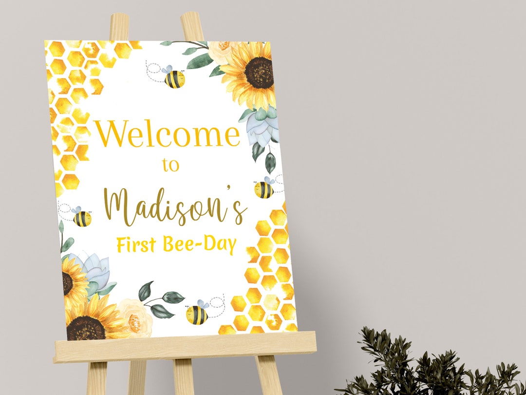Bee Welcome Sign Bee Birthday Welcome Sign Bee Party Decor Bee Day ...