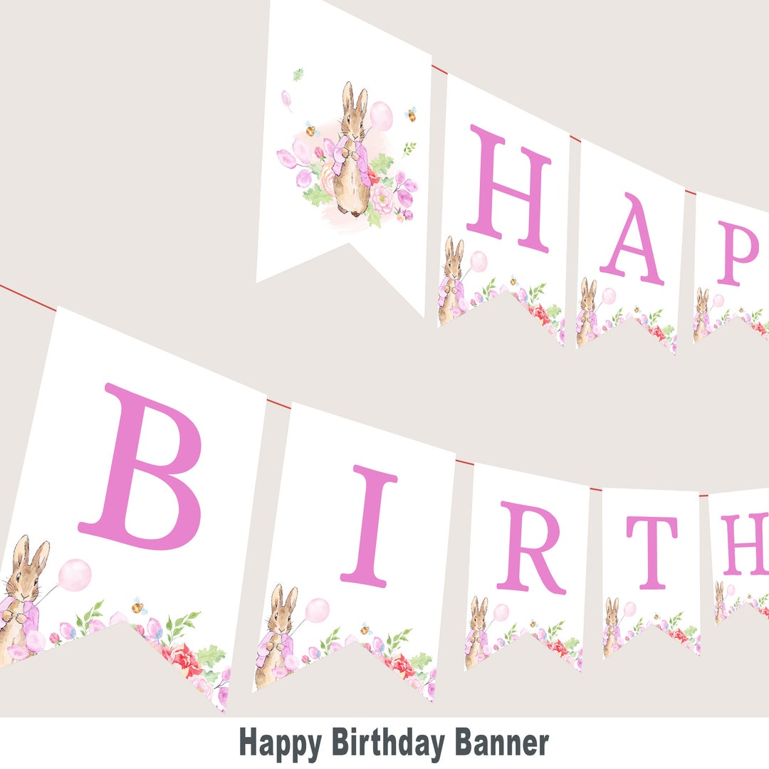 Peter Rabbit Birthday Banner Bunny Decoration Flopsy Bunny First ...