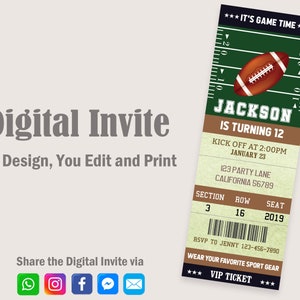Football Ticket Invitation Template Football Birthday Invitation ...