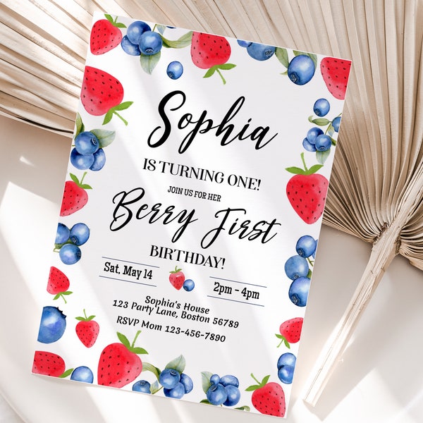 Berry First Birthday Invitation - Etsy