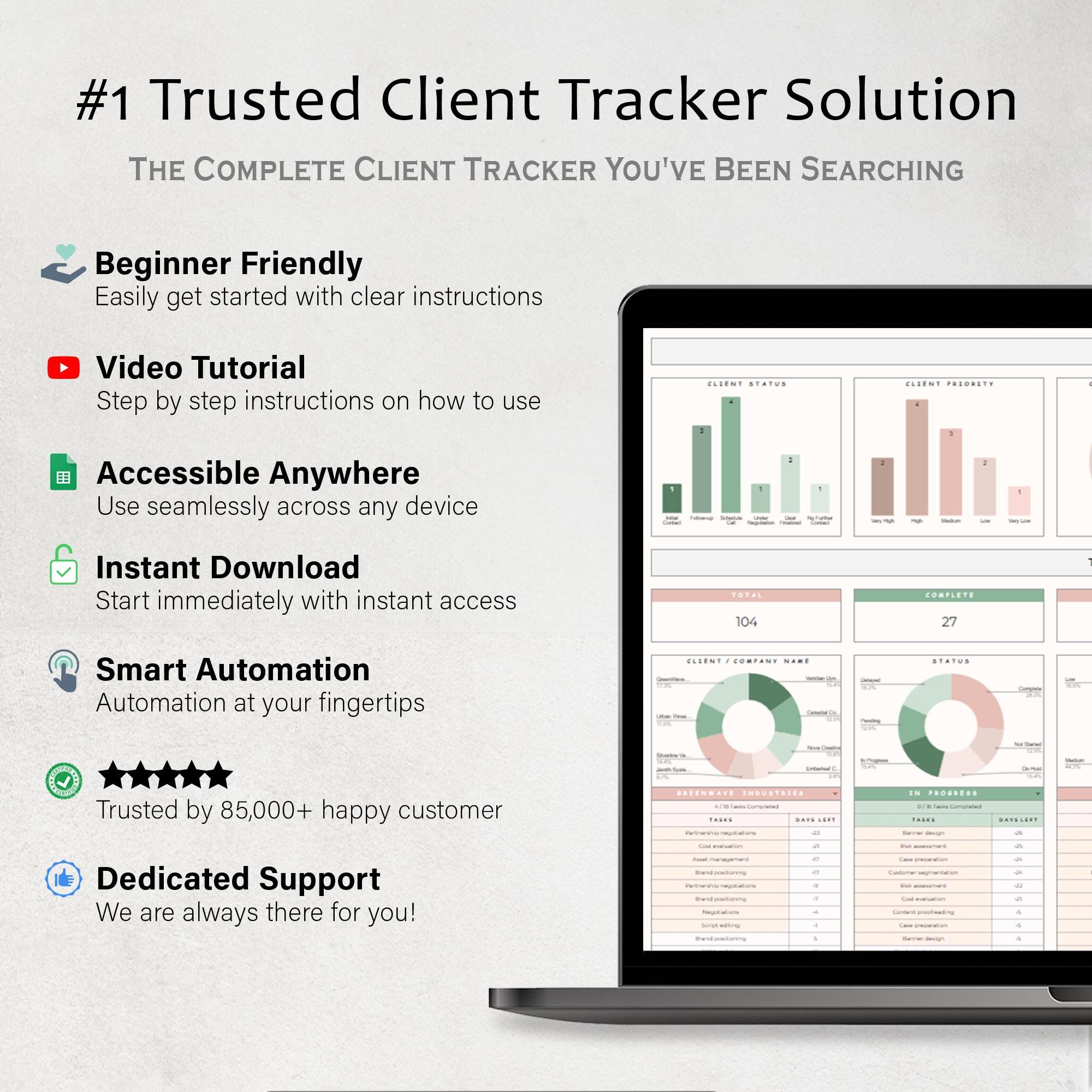 Client Tracker for Small Business Planner CRM Task Tracker ...