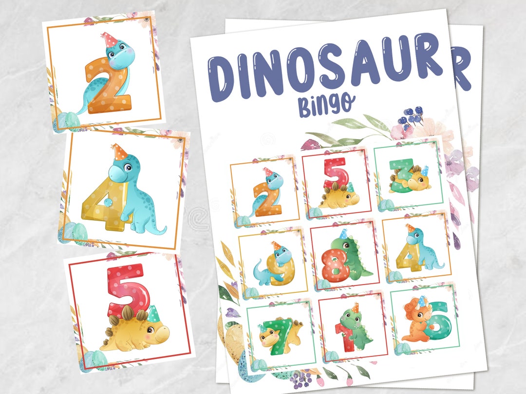 Dinosaur Bingo Game 20 Cards, Dino Preschool Learning Activity ...