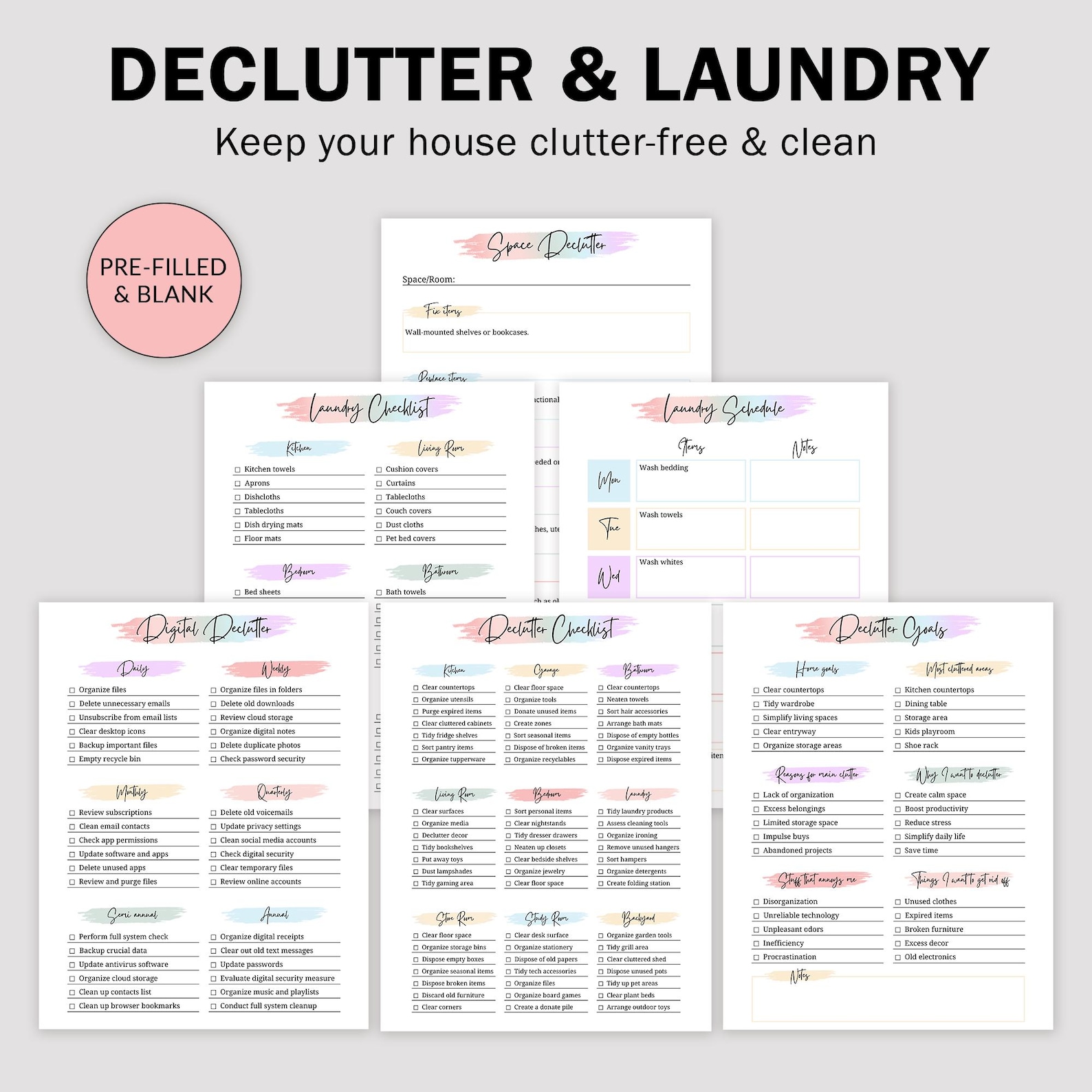 Cleaning Schedule Cleaning Checklist Cleaning Planner Daily Weekly ...
