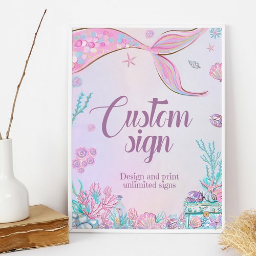Editable Mermaid Welcome Sign Template Under the Sea Girls - Etsy