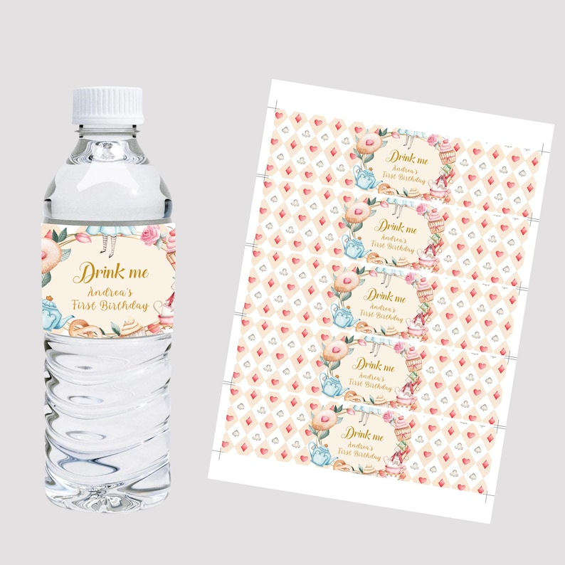 Alice in Wonderland Water Bottle Label Mad Hatter Water Bottle Label ...