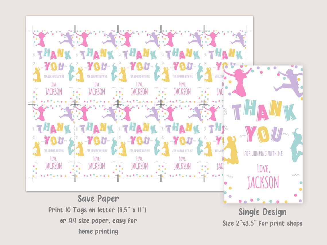 Trampoline Park Favor Tags Jump Thank You Tags Jumping - Etsy