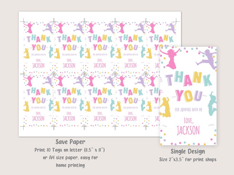 Trampoline Park Favor Tags Jump Thank You Tags Jumping - Etsy