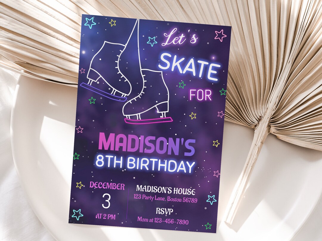 Ice Skating Birthday Invitation Ice Skating Party Invitation Ice Skate ...