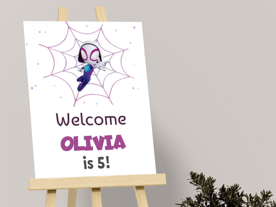 Ghost Spider Welcome Sign Spidey and His Amazing Friends Birthday Sign ...