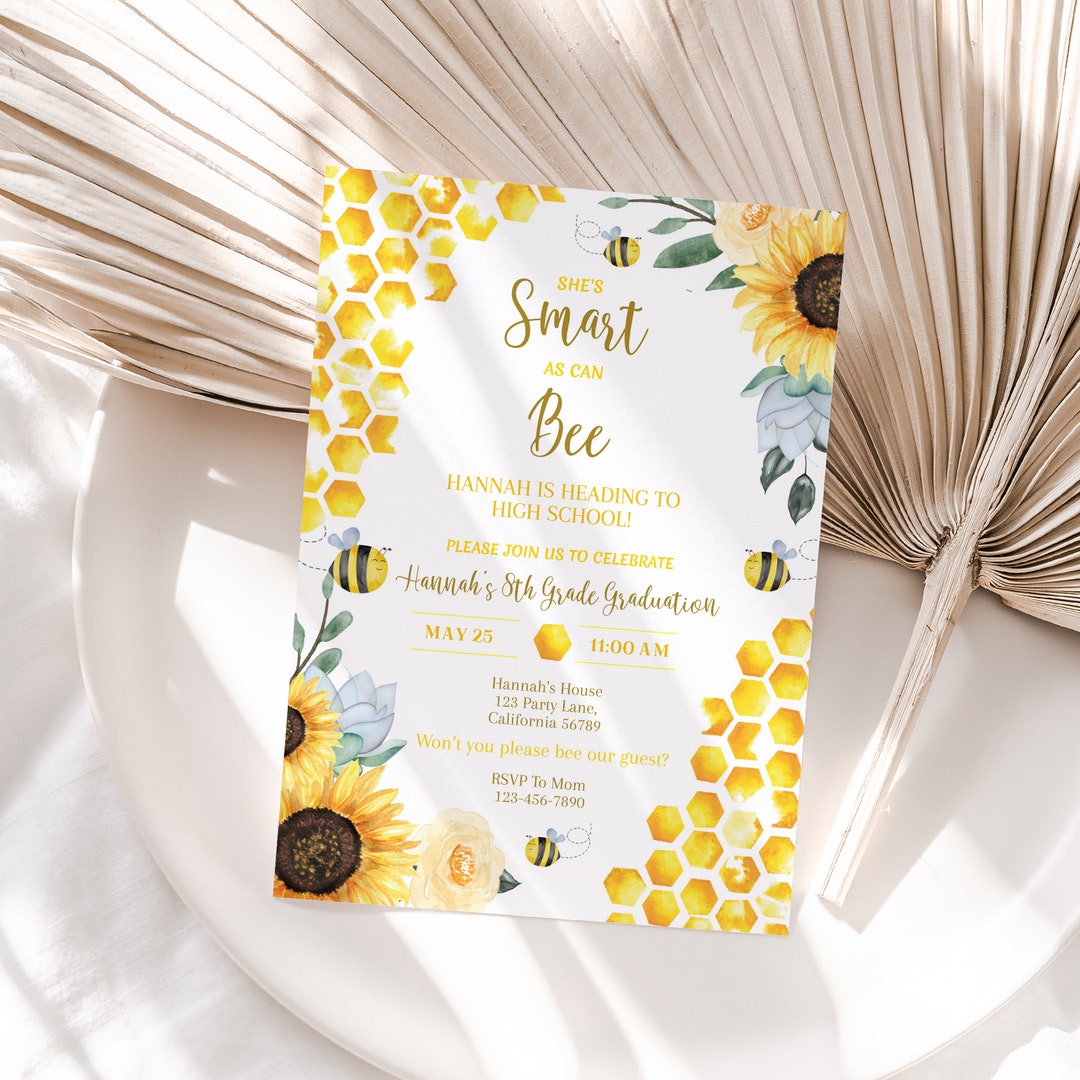 Bee Graduation Party Invitation School Graduation Invitation High ...