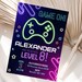 Editable Video Game Party Invitation Gamer Birthday Invite Neon Game on ...