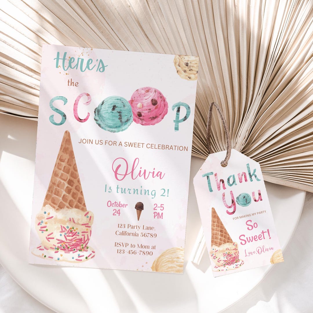 Ice Cream Birthday Invitation Ice Cream Party Invitation Heres the ...