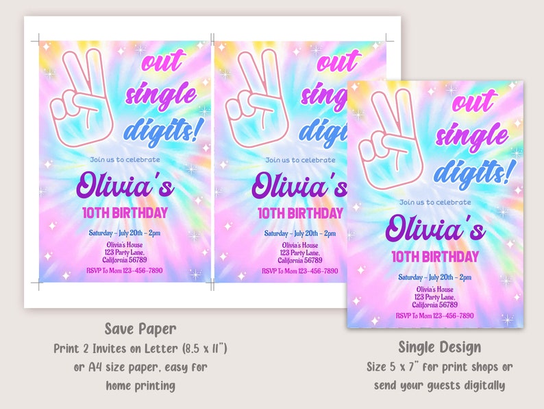 10th Birthday Invitation Girl 10th Birthday Party Invitation - Etsy