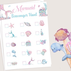 Mermaid Scavenger Hunt Game Mermaid Birthday Party Games Under the Sea ...