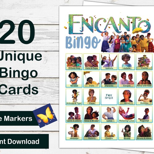 ENCANTO Kids Birthday Party BINGO GAME Instant Download - Etsy