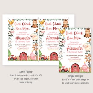 Editable Barnyard Animals Birthday Invitation Barn Animals Birthday ...