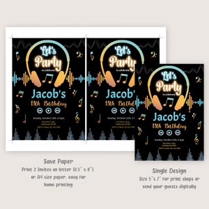 Music Birthday Invitation Music Themed Invitation Musical Party Invite ...