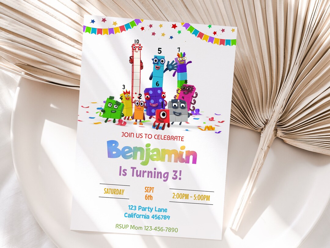 Numberblocks Birthday Invitation Number Blocks Invitation - Etsy Canada