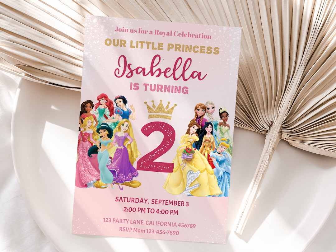 Princess Birthday Invitation Girl Princess 2nd Birthday Invite ...