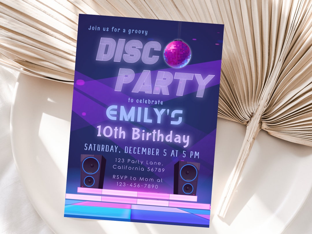 Disco Party Invitation Dance Birthday Party Invitation Disco Ball Party ...