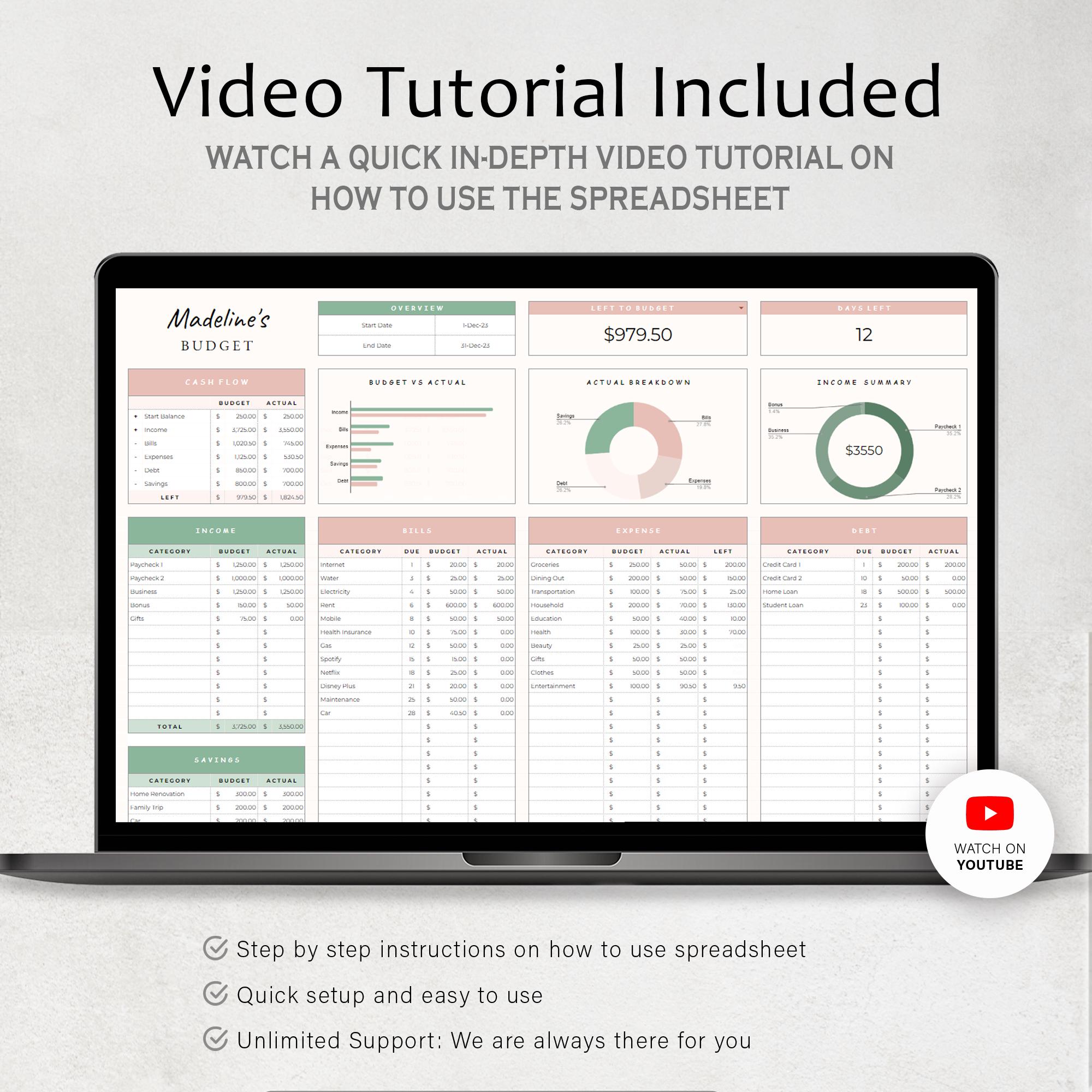 Budget by Paycheck Budget Spreadsheet Financial Planner Template Google ...