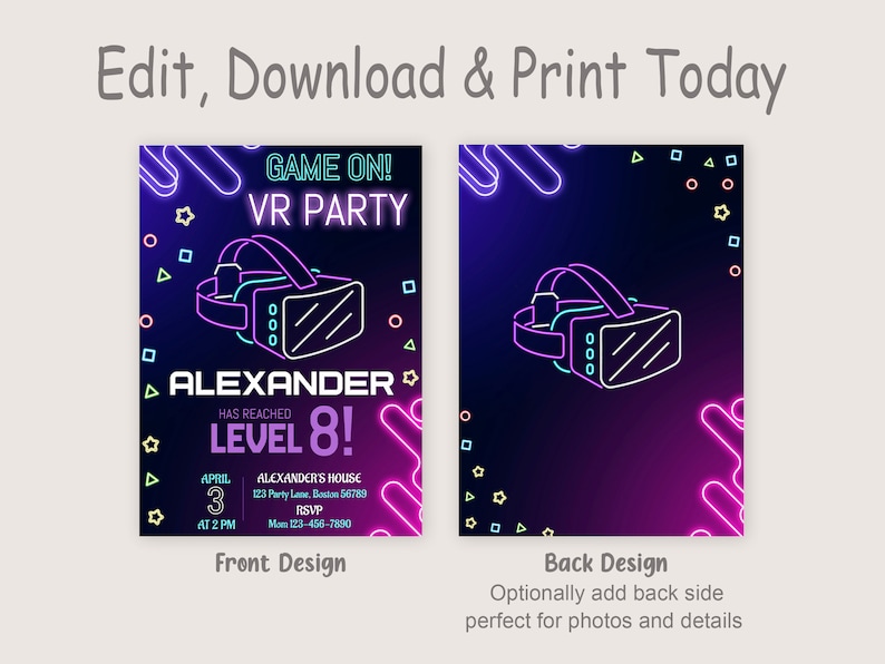 VR Invitation VR Party Invite VR Birthday Invite Virtual - Etsy