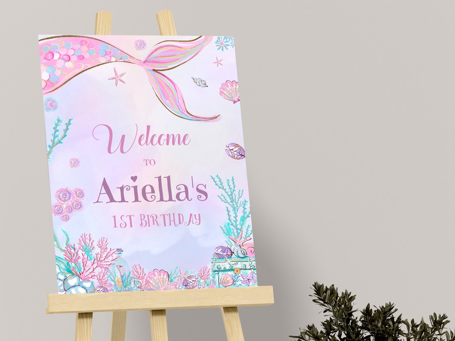 Editable Mermaid Welcome Sign Template Under the Sea Girls - Etsy