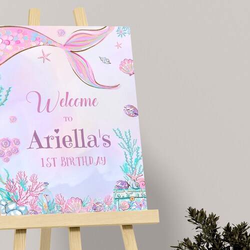 Editable Mermaid Welcome Sign Template Under the Sea Girls - Etsy